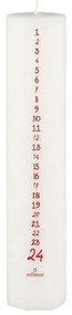 IB Laursen Bílá adventní svíčka s červenými číslicemi 1 - 24