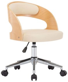 Otočná jídelní židle krémová ohýbané dřevo a umělá kůže,  287423 HangarStore.cz