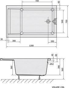 Polysan Jazz 120 x 75 cm vana sedací akrylátová 72913