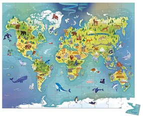 Janod Puzzle Mapa světa v kufříku 100 ks