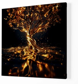 Obraz na plátně - Strom života Zlatá žíla FeelHappy.cz Velikost obrazu: 120 x 120 cm