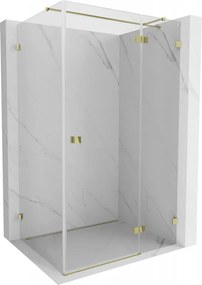 Mexen Lunar T, sklopný sprchový kout pravý 110 x 80 cm, 8mm čiré sklo, zlatý profil, 834T-110-080-50-00-P
