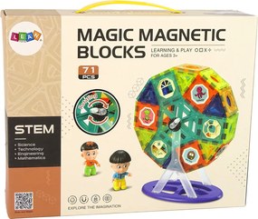 LEAN Toys Magnetické stavebnice 3D stavby – Ruské kolo a kolotoč, 71 dílů