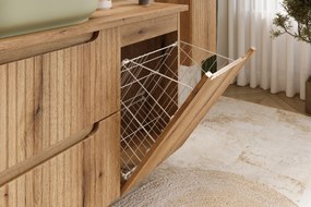 Comad Doplňková koupelnová skříňka nízká s košem na prádlo Nova Coast Evoke 40 dub coast evoke