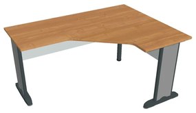 Stůl ergo lomený levý 160×120/60 cm - Hobis Cross CEV 60 L Dekor stolové desky: olše, Dekor lamino podnože: šedá, Barva nohou: černá