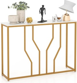 Costway Konzolový stolek s geometrickým kovovým rámem zlatá + – 110 × 30 × 80 cm