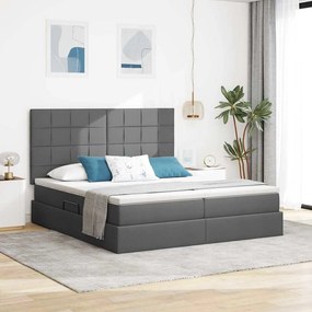 Postel s úložným prostorem Tmavě šedá 200 x 200 cm Textil 3372204