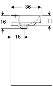 Geberit Smyle Square Umývátko s asymetrickým přepadem 45 cm, 500.222.01.1