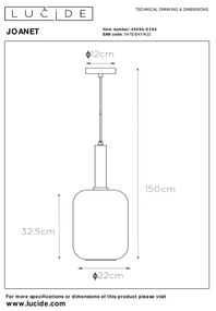 Lucide 45494/01/65 závěsné svítidlo Joanet kouřově šedé, 1xE27, ø22cm