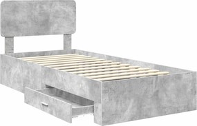Rám postele s čelo Betonově šedá 90 x 200 cm Kompozitní dřevo 3412421