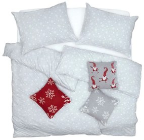SCANquilt povlečení JERSEY vločky šedobílá 140 x 200/70 x 90 cm