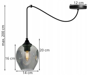 Závěsné svítidlo PRAGA SPIDER, 1x skleněné stínítko (výběr ze 3 barev)