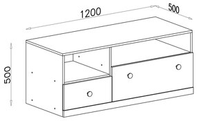 PIXEL | TV stolek PX11 | 120 cm | se zásuvkami | dub/bílá lux/šedá