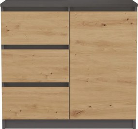 FALCO Komoda Malvína 1D3S antracit/dub artisan