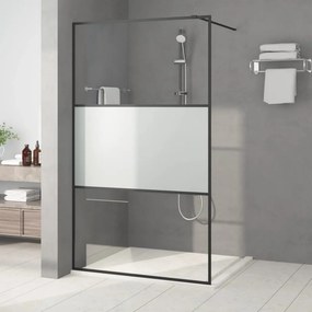 Sprchová zástěna walk-in černá 115x195 cm napůl mléčné ESG sklo 152108