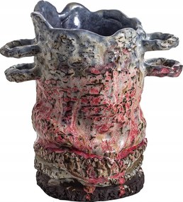 Keramická váza Well se 4 ušima, 17 cm, ručně vyráběná