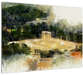 Skleněný obraz - Chrám Dia, Athény, Řecko (70x50 cm)