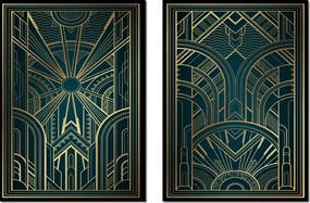 Obraz Plakáty V Rámu 53x73 cm Diptych Sada 2 obrazů Artdeco Černá P1708