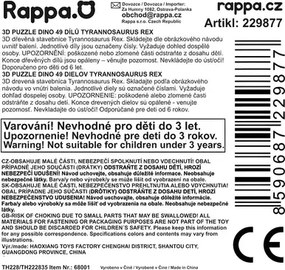 RAPPA Dřevěné 3D puzzle Tyrannosaurus Rex / 49 dílků