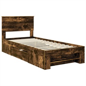 Rám postele s čelo Kouřový dub 90 x 200 cm Kompozitní dřevo 3408806