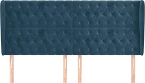 Čelo postele typu ušák tmavě modrá 183x23x118/128 cm samet 3118356