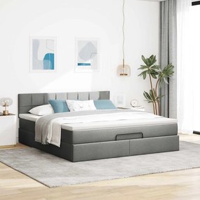 Osmanský rám postele s matrací tmavě šedá 180x200cm textil 3311478