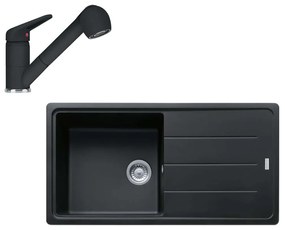 Franke - Kuchyňský set G138, fragranitový dřez BFG 611 a baterie FC 9547.424, onyx 114.0510.594