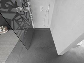 Mexen Kioto, Walk-In sprchová zástěna 100 x 200 cm, 8mm sklo čiré/bílý vzor, bílý profil, 800-100-101-20-85