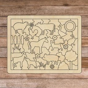 Dřevěná montessori smyslová pomůcka - Zvířátka na farmě | SENTOP H018