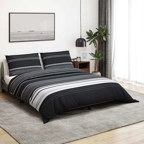 vidaXL Sada ložního prádla 200 x 200 cm bavlna [136441] Barva: Tmavě šedá a černá