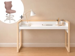 Benlemi Dětský rostoucí stůl STOLLY se dvěma výškami stolu + ergonomická židle STARORŮŽOVÁ Zvolte rozměr židle: dítě 119 - 142 cm (výška stolu 71 - 82 cm)