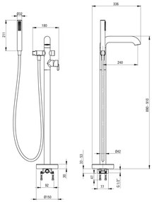 Deante Bath mixer, freestanding, with shower set