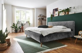 Antracitově šedá látková dvoulůžková postel Meise Möbel Mattis 160 x 200 cm s úložným prostorem