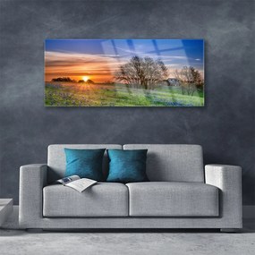 akrylový obraz Louka Slunce Krajina 125x50 cm