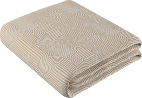 Přehoz na postel 220x260 cm barva béžová látka pletený vzor, vzorované