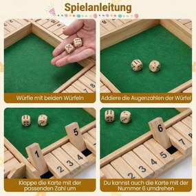Costway Hra Shut The Box pro hráče 2-4 kostková hra s kostkami 2 a robustní hra