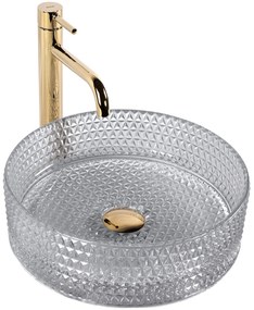 Rea Cristal, skleněné umyvadlo na desku 355 x 355 x 115 mm, kouřové sklo, REA-U9615