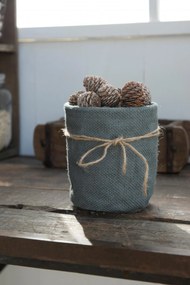 Jutový obal na květináč - šedý, šedá barva, textil 11cmx15cm