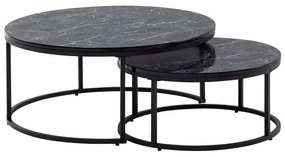 Bruxxi Konferenční stolek Holey (SADA 2 ks), 80 cm, černá