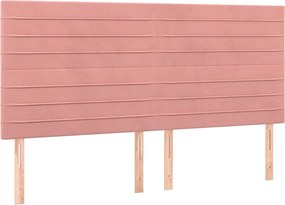 Box spring postel s matrací a LED růžová 200x200 cm samet 3136208