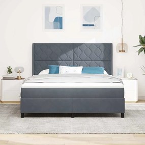 Postel s boxspringem s čelo Tmavě šedá 180 x 200 cm samet 3342075