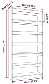 Knihovna / dělicí stěna bílá 100 x 30 x 198 cm kompozitní dřevo - Default Title