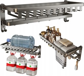 Odolná Kovová Koupelnová Polička 60 CM Se 7 Háčky Samolepicí K Zrcadlům