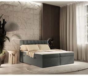 Tmavě šedá boxspring postel s úložným prostorem 140x200 cm Novento – Maison de Rêve