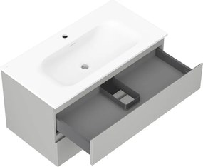 Mexen Orio, koupelnová skříňka 90 cm s umyvadlem Vela, 2 zásuvky, šedá matná/bílá matná, 91A10-09047-2-BFF62-W23M01
