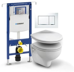 Závěsný WC set Geberit Duofix speciál (modul, tlačítko Sigma 30 bílá/chrom, Rekord klozet, Rekord sedátko) C3E