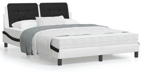 Rám postele s čelem bílý a černý 140 x 200 cm umělá kůže