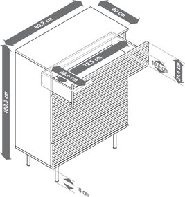 Tchibo - Komoda »Finnsbo« s lamelovým vzhledem - barva: hnědá