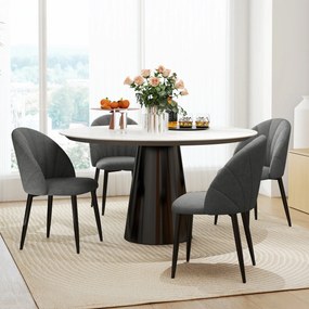 HOMCOM sada 4 židlí v sametovém vzhledu – polstrované ergonomické opěradlo, ocelové nohy, tmavě šedá