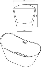 BPS-koupelny Volně stojící akrylátová vana HYD-RIC513C 170x72 bílá, odtokový komplet bílý matný